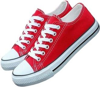 Generic NYSBH Femmes Flats Hommes Toile Chaussures Printemps Low Top Casual Marche Dames Chaussures Respirant Tenis Feminino Zapatos Mujer, Rouge 03, 40.5 EU