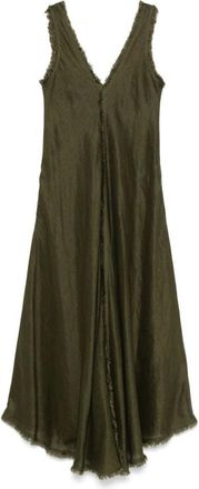 P.A.R.O.S.H. P.a.r.o.s.h., Femme, Robes, Vert, Taille: 42 FR Robe Blanchie Lin Vert Foug&egrave;re