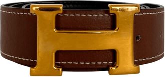 Herm&egrave;s G&uuml;rtel - Hermes belt buckle H and reversible belt strap, br - Gr. ONE SIZE - in Braun - f&uuml;r Damen