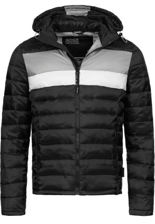 Indicode Herren Hampshire Steppjacke in Daunenjacken-Optik | Winterjacke Übergangsjacke Black Mix, XXL