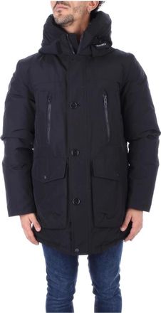 Woolrich Homme, Manteaux, Bleu, Taille: XL Manteaux Bleus avec Logo Latéral Fermeture Éclair