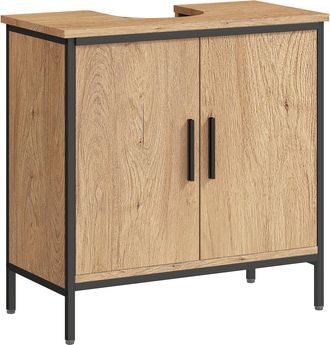 HOMCOM Waschbeckenunterschrank, Badezimmerm&ouml;bel mit 2 T&uuml;ren und verstellbarem Regal, Badezimmerschrank unter dem Waschbecken, moderner Stil, 60 x 30 x 60 cm,