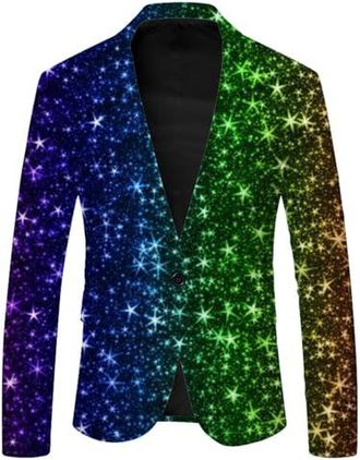Generic Veste multicolore pour homme - Motif losanges - Veste de carnaval - Veste de clown Harlequin - Coupe ajust&eacute;e - Imprim&eacute; - Veste de costume pour les loi