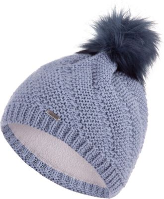 Faera Winterm&uuml;tze M&uuml;tze Damen warm gef&uuml;ttert Kunstfell Bommelm&uuml;tze Fleecefutter Winter Herbst Strickm&uuml;tze Beanie M&auml;dchen 64, Farbe:Hellblau