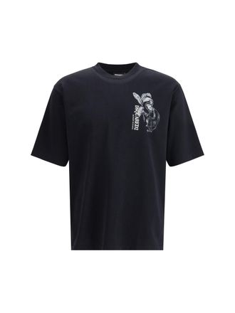 Dsquared2 Mens T-Shirt Monkey Business Black Cotton T-Shirts And Polos
