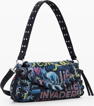 Desigual Mittelgro&szlig;e Tasche in Schwarz mit Graffiti-Design-Mehrfarbig