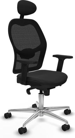 Piqueras y Crespo Stuhl aus Polycarbonat mit Armlehnen aus schwarzem Netzstoff mit 2D-Armen, h&ouml;henverstellbarer Lendenwirbelst&uuml;tze und festem Kopfteil, ausgestattet mit