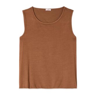Oltre &Auml;rmelloses Top aus Leinenmischung - - Tops - Damen - Braun - M