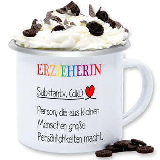 Shirtracer Emaille Tasse Blechtasse - Tassen - Erzieherin Definition | Erzieherin Abschiedsgeschenk | Beste Erzieherin Geschenk f&uuml;r Erzieherin Geschenke Kita | D