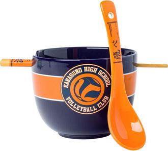 Silver Buffalo Haikyu Karasuno High Volleyball Ramensch&uuml;ssel aus Keramik, 590 ml, mit Essst&auml;bchen und L&ouml;ffel