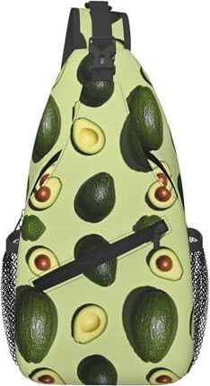 Generic L&eacute;ger Sacoche Tactique Motif avocat vert Sling Bag Mode Cross Body pour Randonn&eacute;e Femme Camping