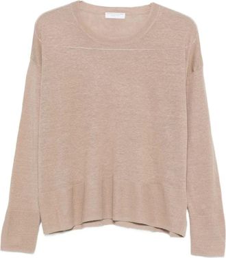 Majestic Filatures Femme, Pulls, Beige, Taille: 40 FR Tricot ras du cou