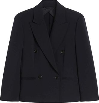 Max Mara Femme, Vestes, Bleu, Taille: 40 FR Cropped Wool Blazer