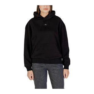 Calvin Klein Jeans Femme, Sweatshirts et sweats &agrave; capuche, Noir, Taille: 38 FR SweaT-shirt &agrave; Capuche Imprim&eacute; avec Poches Avant