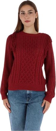 Pepe Jeans London Femme, Pulls, Rouge, Taille: 44 FR Pull col rond en maille torsad&eacute;e
