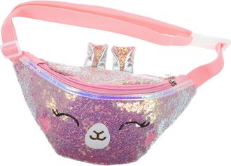 PartyKindom Gürteltasche Mädchen Verstellbar Cartoon Katze Motiv Glitzereffekt Mini Umhängetasche für Jahre Praktische Crossbody Tasche Modisch Robust für Alltag 