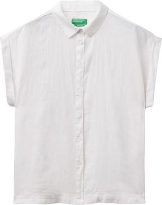 Benetton Chemise 5bmldq06v, Blanc Optique 101, Small Femme