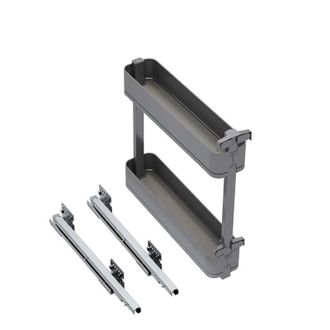Emuca Emuca Flaschenregal seitlich ausziehbar Harmony mit Soft-Close, Modul Breite 150mm H&ouml;he 700mm, Stahl und Holz, Anthrazitgrau