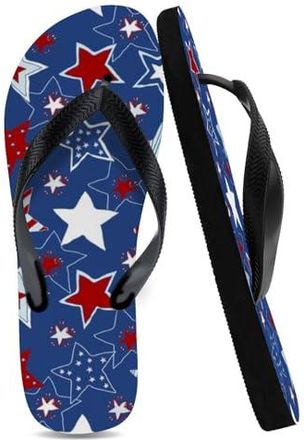 Generic Tongs unisexes pour homme, chaussures de douche, tongs d&eacute;t&eacute; l&eacute;g&egrave;res, pantoufles de piscine pour femmes, cadeaux pour hommes, &Eacute;toiles &agrave; rayures rouges 