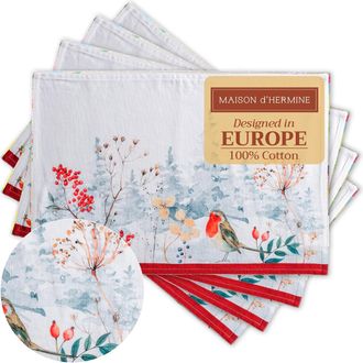 Maison d'Hermine Maison dHermine Platzsets 4er-Set 100% Baumwolle waschbare Tischsets Wiederverwendbare Tischsets f&uuml;r Weihnachtsdekorationenn K&uuml;che Esszimmer Hochzeit 