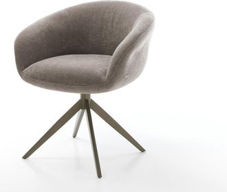 DELIFE Drehstuhl Vinka-Flex mit Armlehnen Strukturstoff Soft Taupe Kreuzgestell breit Effektfinish Titan 360&deg; drehbar Wippfunktion Taschenfederkern, Esszimme