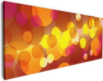 Wallario XXL Leinwandbild Rote gelbe und orange Kreise - harmonisches Muster - Wandbild 60 x 150 cm Brillante lichtechte Farben, hochauflösend, verzugsfrei, Ku