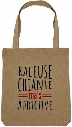 Fabulous Sac Shopping Tote Bag Aspect Lin - R&acirc;leuse, Chiante mais Addictive Humour Personnalit&eacute; - Sac de Courses Toile Epaisse 360g Beige Naturel Cabas Port&eacute; E