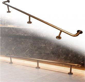 Generic Fu&szlig;reling-Set Aus Messing In Goldoptik, L&auml;ngenoptionen Von 70 Bis 300 cm, Komplettes Edelstahl-Unterbau-Montageset Inklusive Endkappen, Unterbaumontag