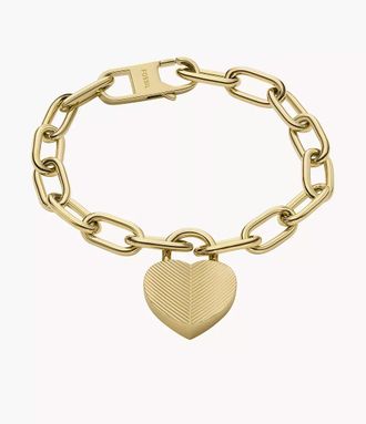Fossil Armband Harlow Linear Texture Heart Edelstahl goldfarben - Goldfarben
