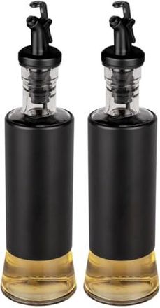 WENKO &Ouml;l & Essig Spender Boga, 300 ml, Ausgie&szlig;er mit 1-Klick Verschluss f&uuml;r feine Dosierung, Glasflasche mit Verkleidung aus rostfreiem Edelstahl & Ku, 5501