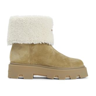 Moncler Femme, Chaussures, Beige, Taille: 40 EU Bottines en Cuir dans des Couleurs Neutres