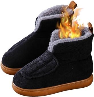 Generic Bottes de Neige Femme Hommes Hiver Chaude Peluche Fourr&eacute;s Chaussons Antid&eacute;rapant Pantoufles Bottines Chaussures &agrave; enfiler for Personnes &acirc;g&eacute;es Women Bl