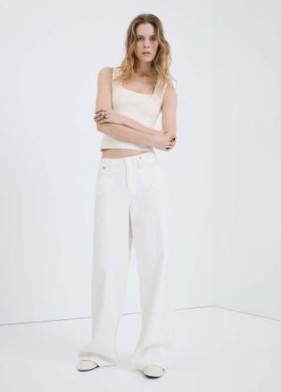 Mango Texturiertes Strick-Top ecru - Damen - S - MANGO