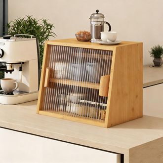 Generic Sideboard, schmale Arbeitsplatte mit ausziehbarer Aufbewahrungsbox, verstellbare Einlegeb&ouml;den, Organizer for K&uuml;chengew&uuml;rze/Tee- und Kaffeezubeh&ouml;r(Natu
