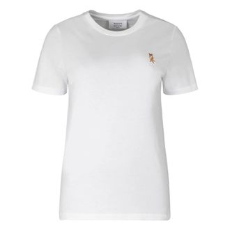 Maison Kitsuné Femme, Tops, Blanc, Taille: 36 FR T-shirt en coton à col rond