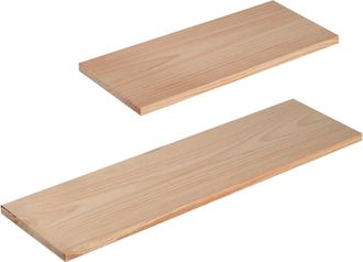 Astigarraga Regalbrett | Vollholz Kiefer | abgerundete Ecken | Vier Gr&ouml;&szlig;en | DIY Holzbrett | Massiv | 2er Set (1x 60x25 cm & 1x 90x25 cm)