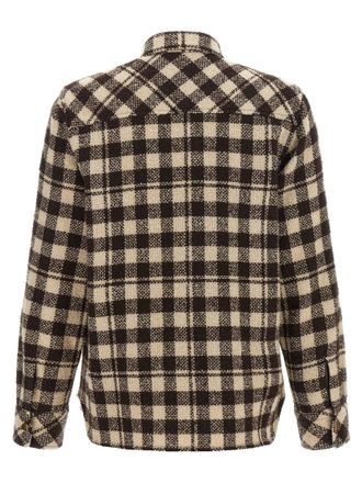 Moncler Checked Wool Blend Shirt - Brown