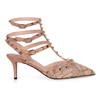Valentino Garavani Rockstud Suede and Lace D&eacute;collet&eacute; - - Shoes - Damen - Rosa - 38 EU