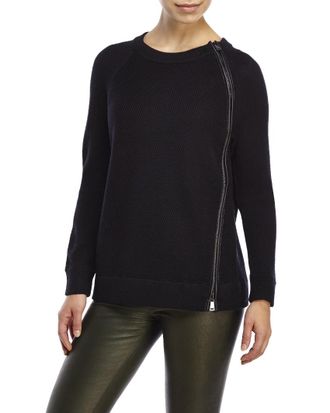 Vince Leather Trim Knit Jumper Size XS