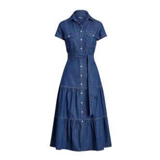 Polo Ralph Lauren Femme, Robes, Bleu, Taille: 36 FR Robe longue volumineuse en jean