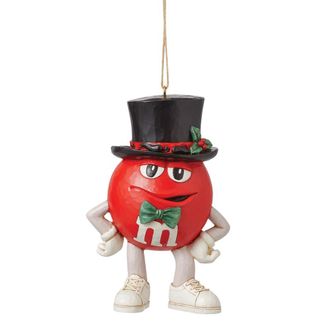 Enesco M&Ms by Jim Shore Dekofigur in Zylinderhut, H&auml;ngeornament, 10 cm, Rot, Weihnachten