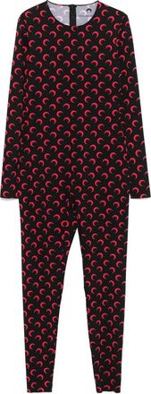 Marine Serre Femme, Combinaisons et Ensembles, Noir, Taille: 36 FR Moon Printed Jersey LS Catsuit