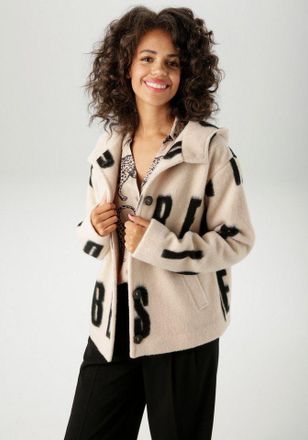 Aniston Fleecejacke mit gro&szlig;fl&auml;chigem GOOD VIBES-Schriftzug