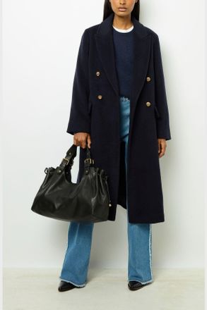 Gerard Darel Manteau long en laine et alpaga - LARISSE - Marine
