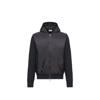 Moncler Cardigan &agrave; capuche en coton m&eacute;lang&eacute;