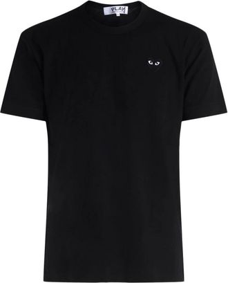 Comme Des Gar&ccedil;ons Schwarzes Herz besticktes Baumwoll-T-Shirt - - Tops - Herren - Schwarzk - XS