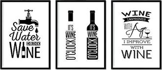 Nacnic Set feuilles de vin Affiches et cave &agrave; vin. noir et blanc de vin 2. Format A4