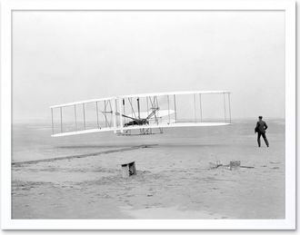 Fine Art Prints Erstes Flugzeug der Gebr&uuml;der Wright Flyer alt Gerahmter Druck 30x40 cm