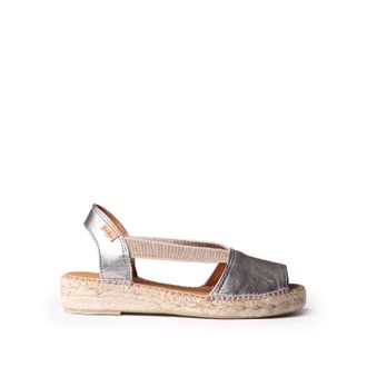 Toni Pons Damen Espadrille aus Leder - ETNA - Stahl, 38 EU