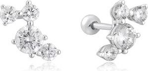 Ania Haie Boucles doreilles Chic Creator pour femme en argent sterling 925, ornées de 8 zircons, dimensions : 10,5 x 5,5 mm, emballage cadeau inclus